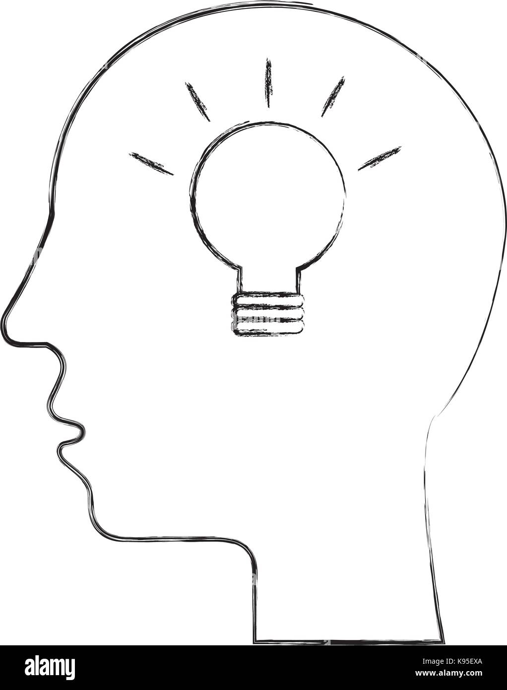 silhouette human head creativity idea solution innovation Stock Vector ...