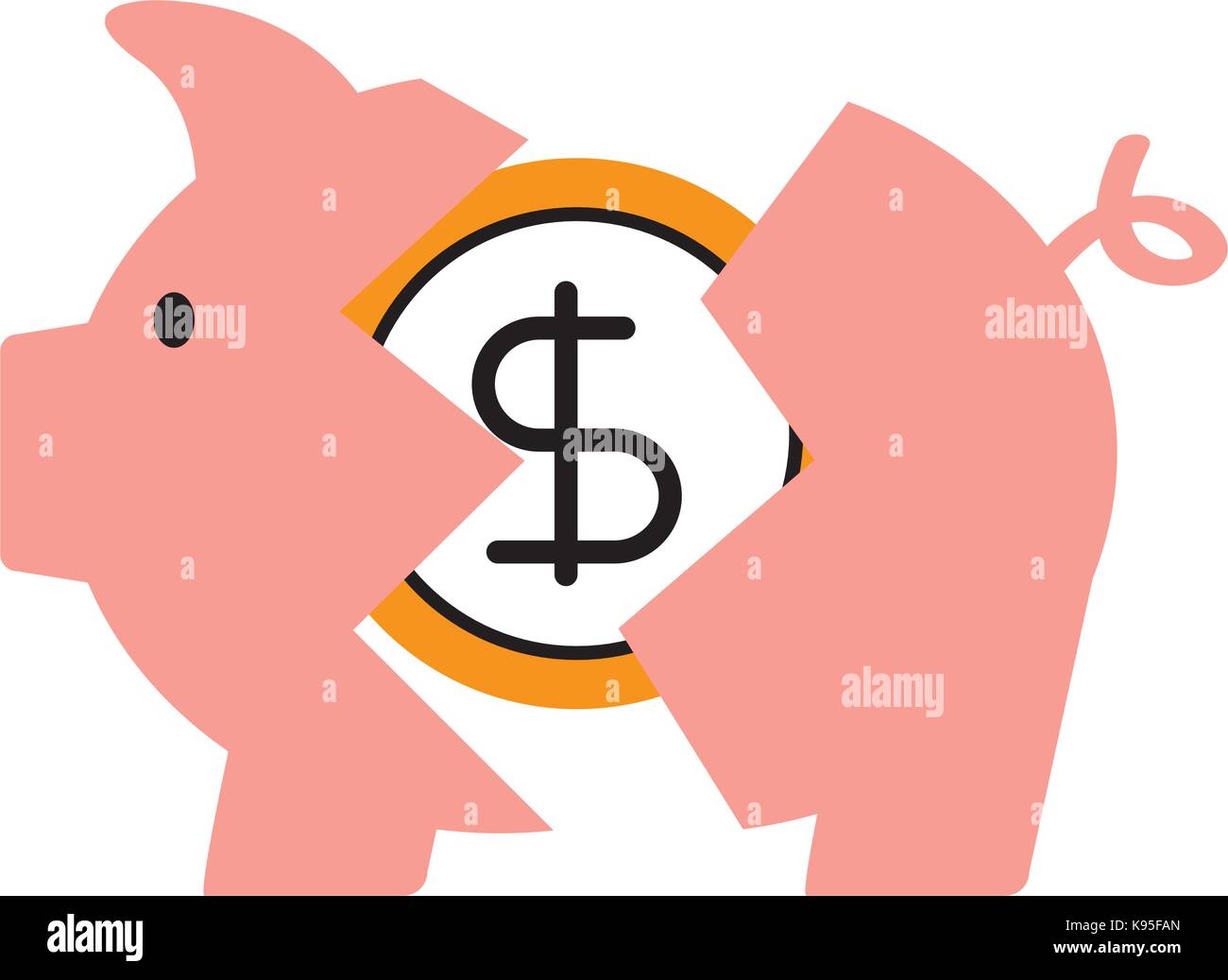 banking piggy broken coin dollar crisis Stock Vector Image & Art - Alamy