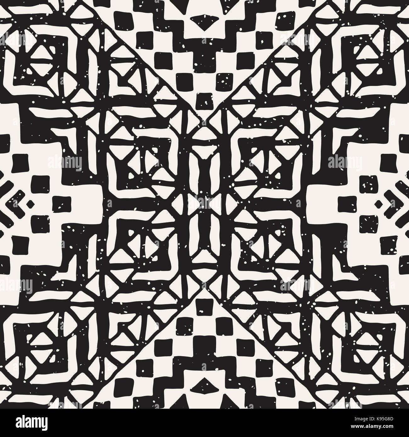 Hand drawn painted seamless pattern. Vector tribal design background ...