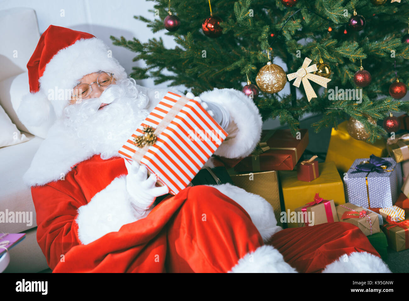 santa claus with gift Stock Photo - Alamy