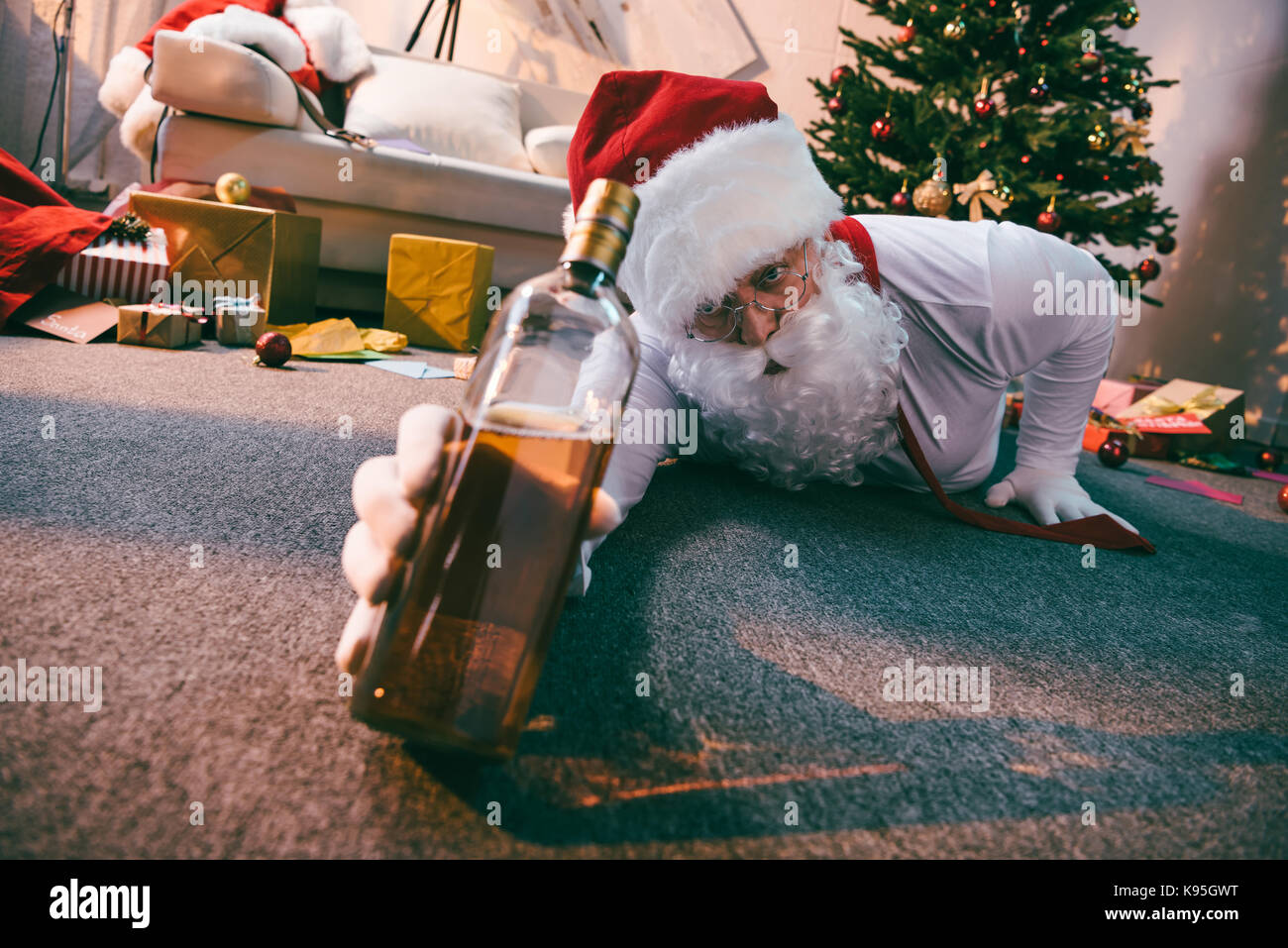 santa claus with bottle of whiskey Stock Photo - Alamy