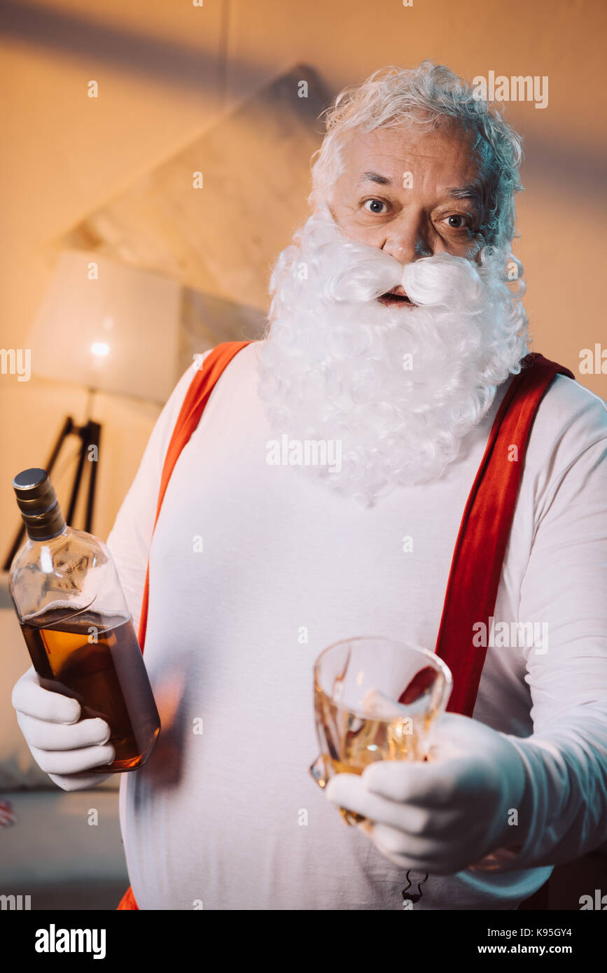 Santa Drinking Whiskey