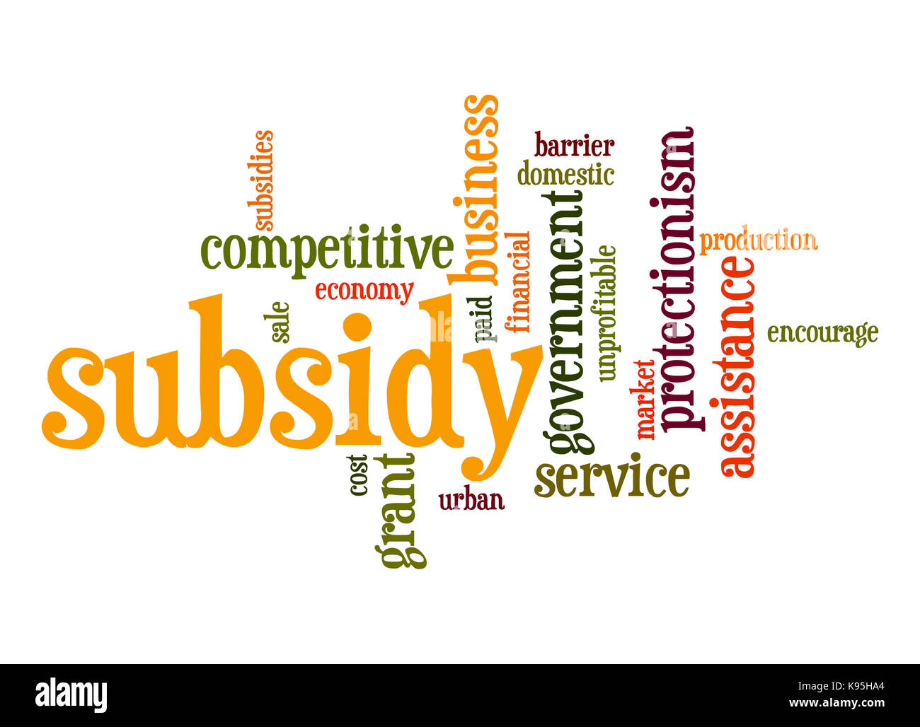 Subsidy word cloud Stock Photo - Alamy