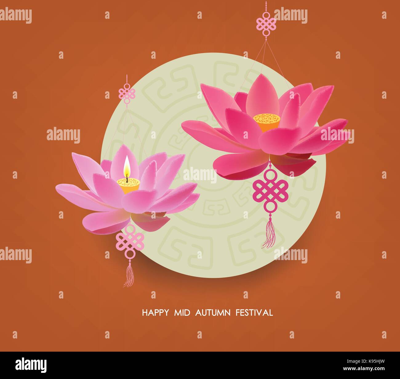 Mid Autumn Festival with lotus lanterns background Stock Vector Image ...