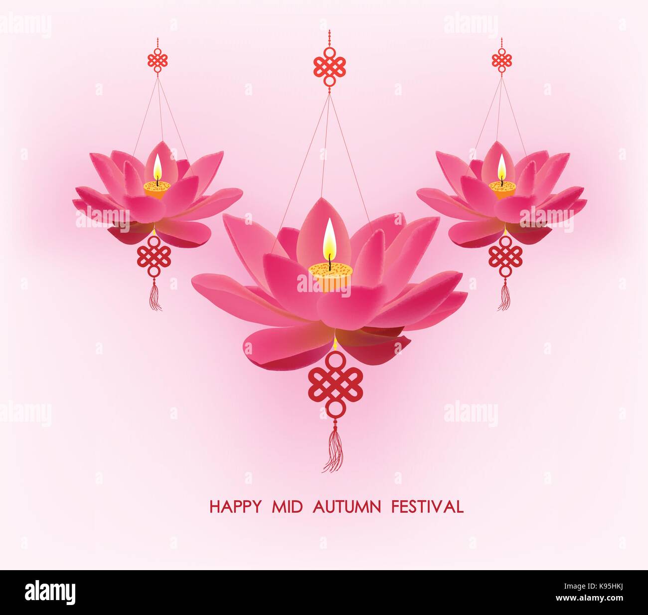 Chinese mid autumn festival background. Lotus lanterns Stock Vector ...