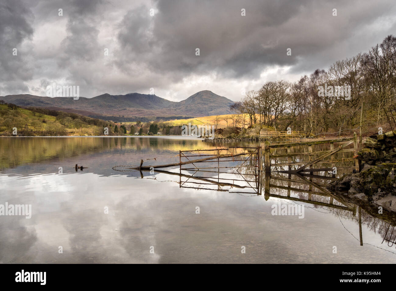 Looking up Coniston Water from Low Peel Stock Photo - Alamy