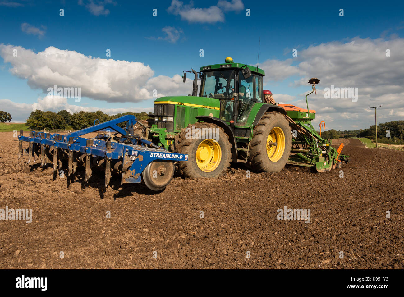 UK farming, seed drilling at Foxberry Farm, Caldwell, North Yorkshire ...