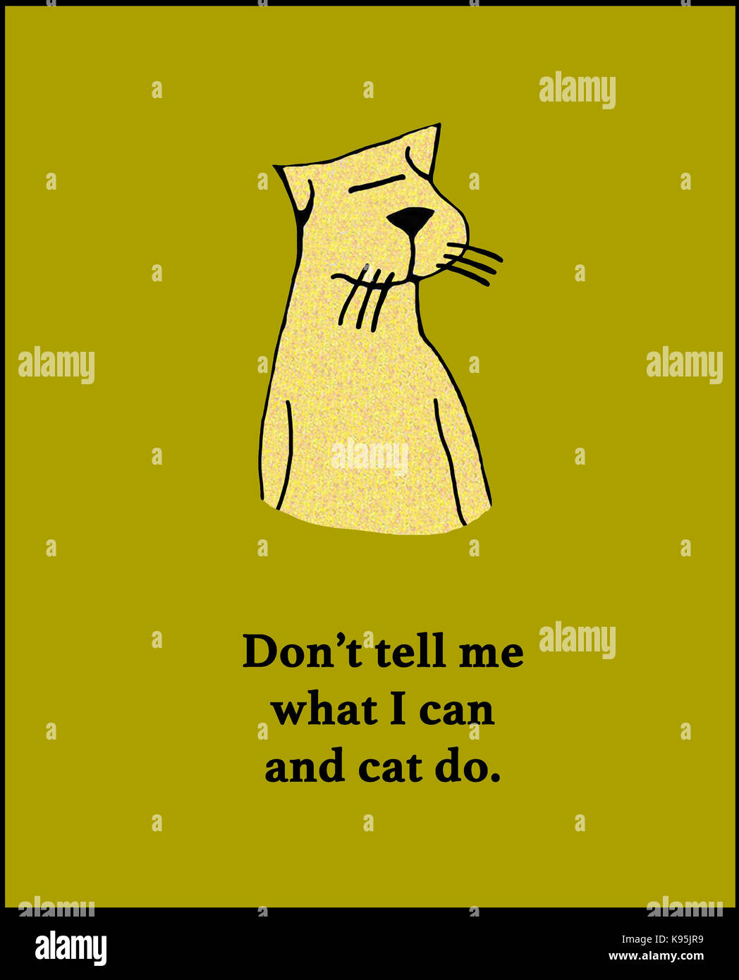 Cartoon illustration of a cat with a pun Stock Photo - Alamy