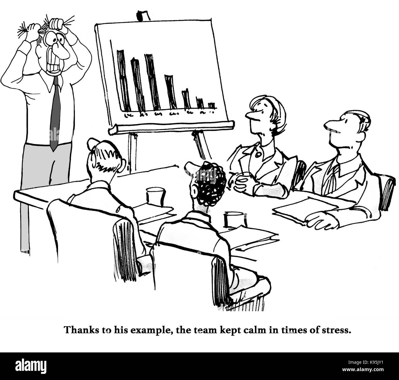 Business cartoon showing a leader pulling his hair out in response to ...