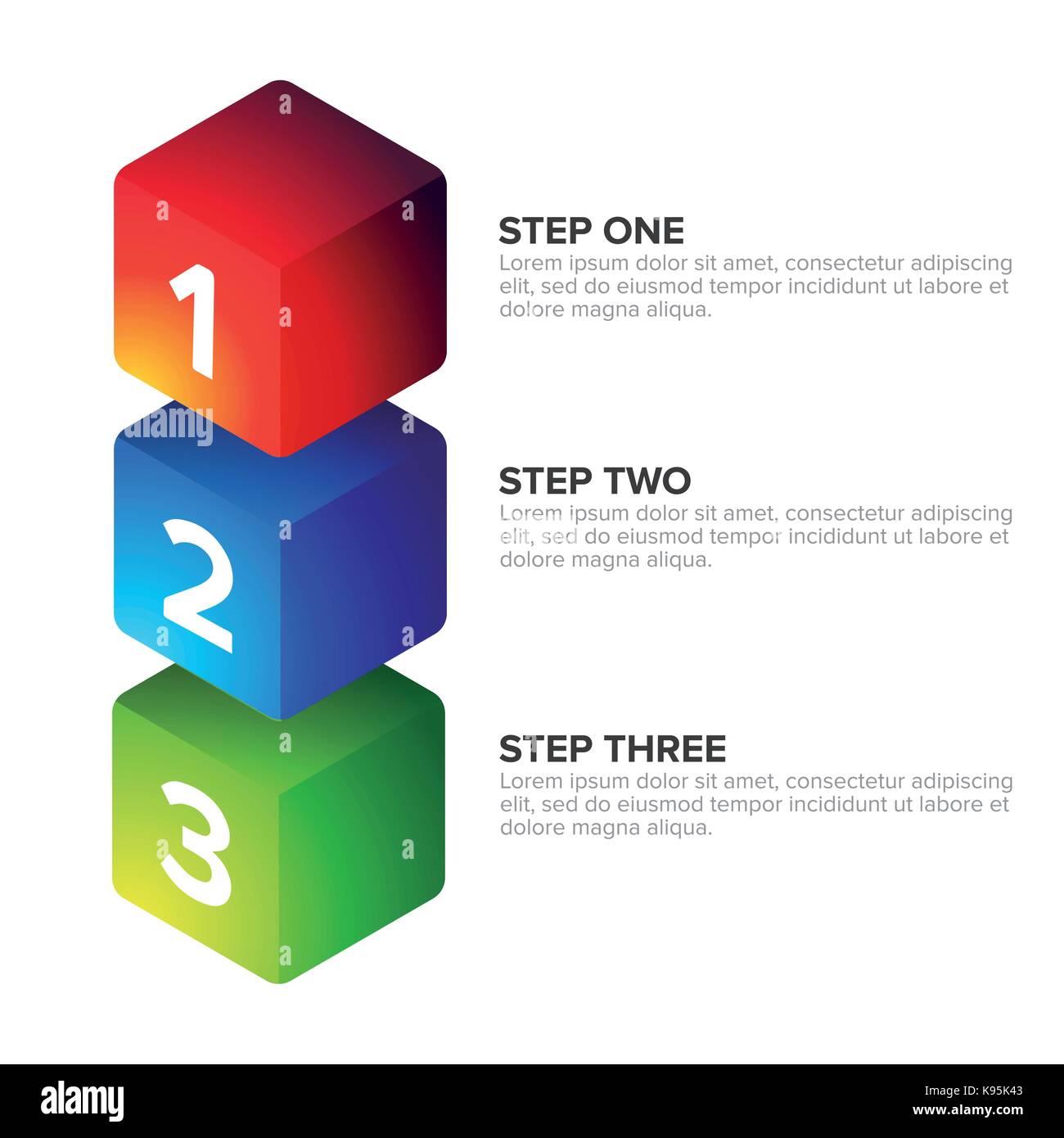 One Two Three steps cubes Stock Vector Image & Art - Alamy