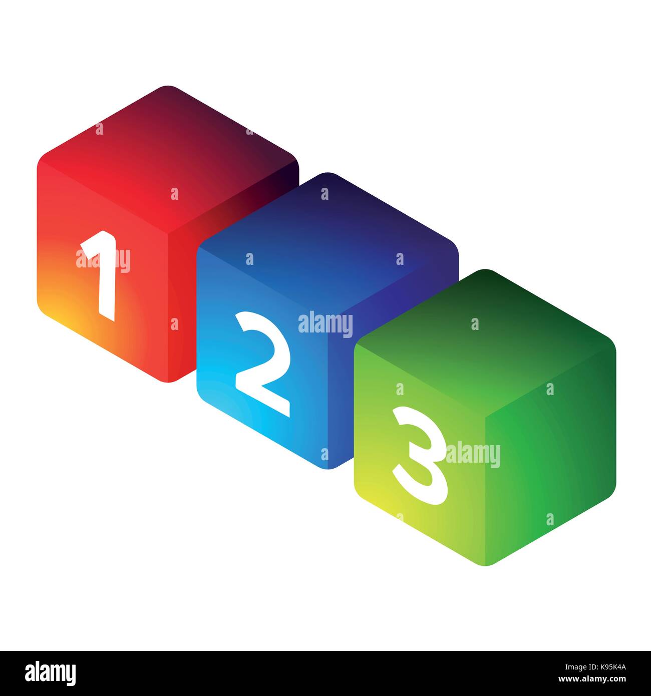 One Two Three steps cubes Stock Vector Image & Art - Alamy