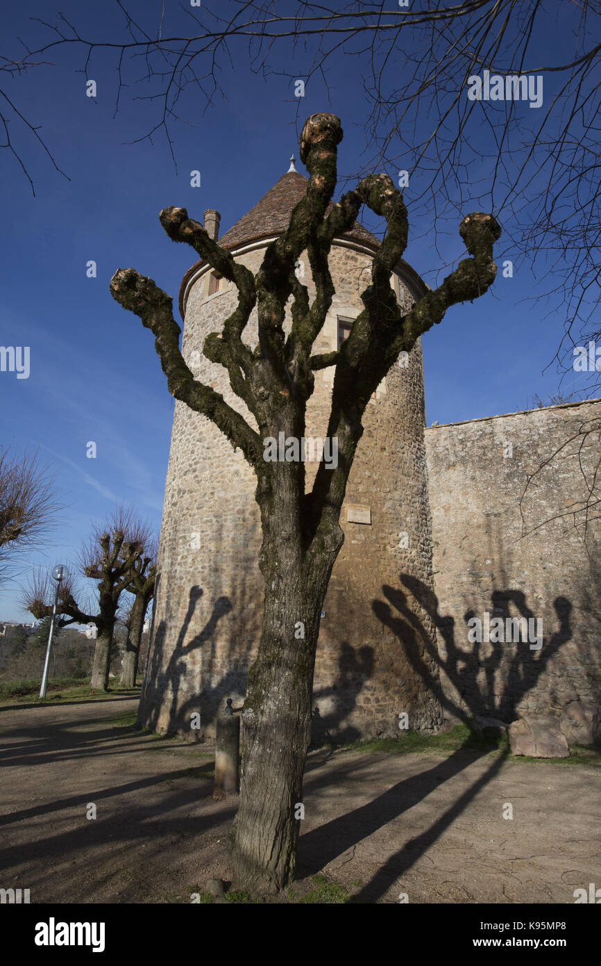 Medieval round tower, part of the fortifications in Avallon, Yonne ...
