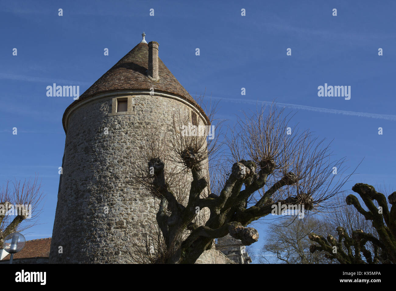 Medieval round tower, part of the fortifications in Avallon, Yonne ...