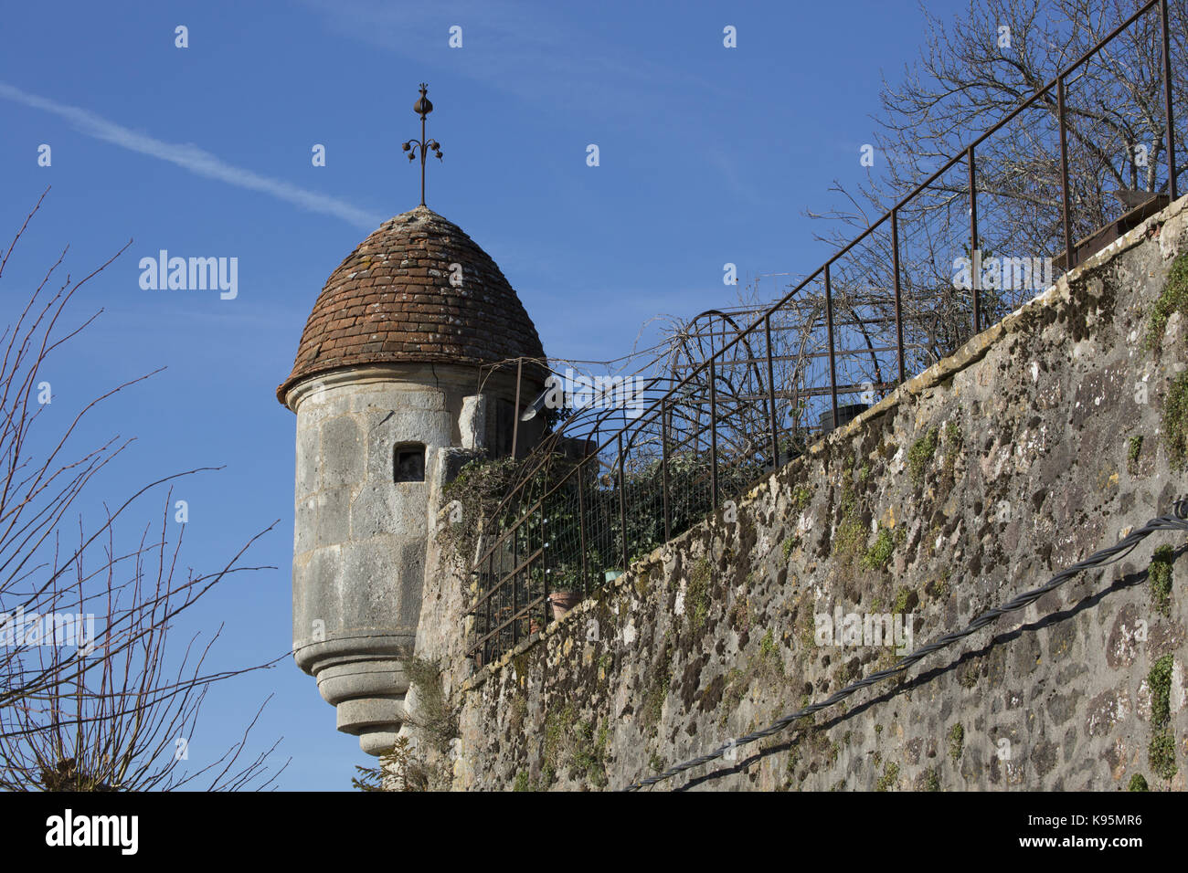 Corner turret on the ramparts of the fortified town of Avallon, Yonne ...