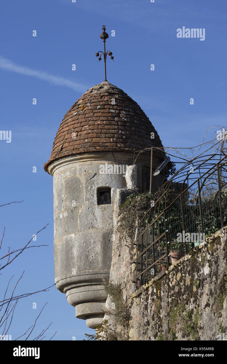 Corner turret on the ramparts of the fortified town of Avallon, Yonne ...
