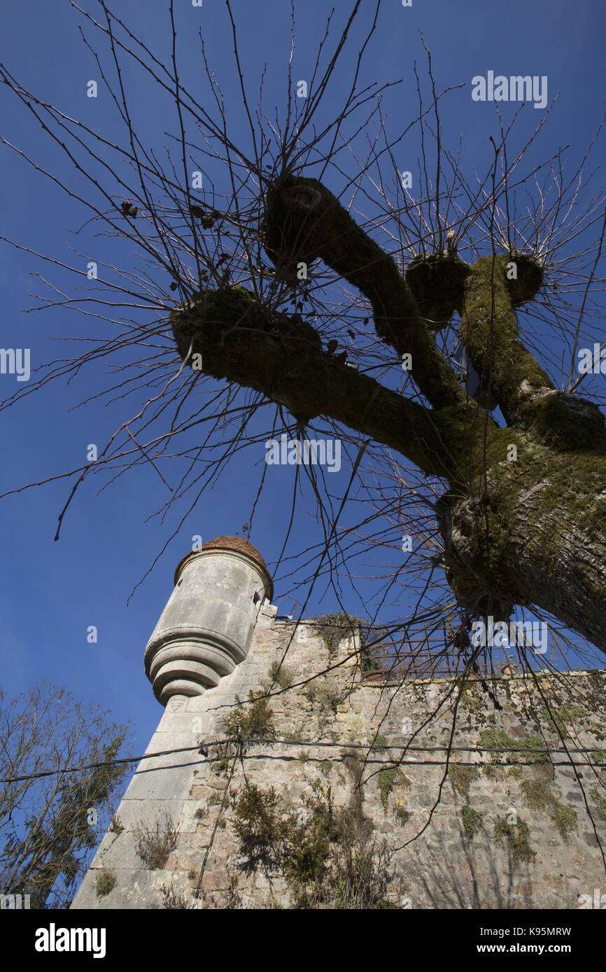 Corner turret on the ramparts of the fortified town of Avallon, Yonne ...