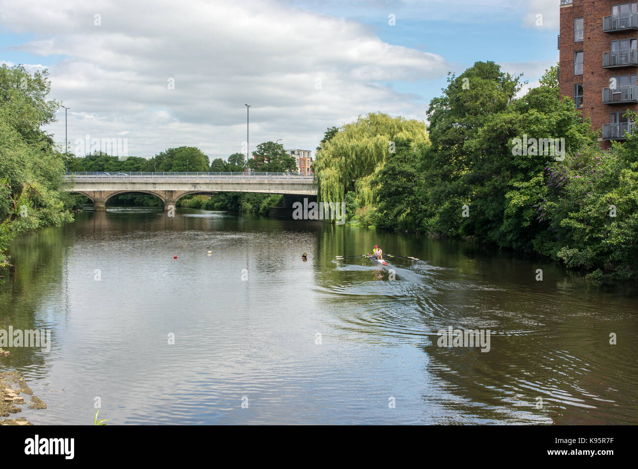 Rowing on the River Derwent Derby. View from the Silk Mill Stock Photo ...