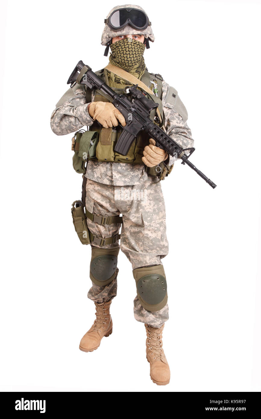 US soldier on white background Stock Photo - Alamy