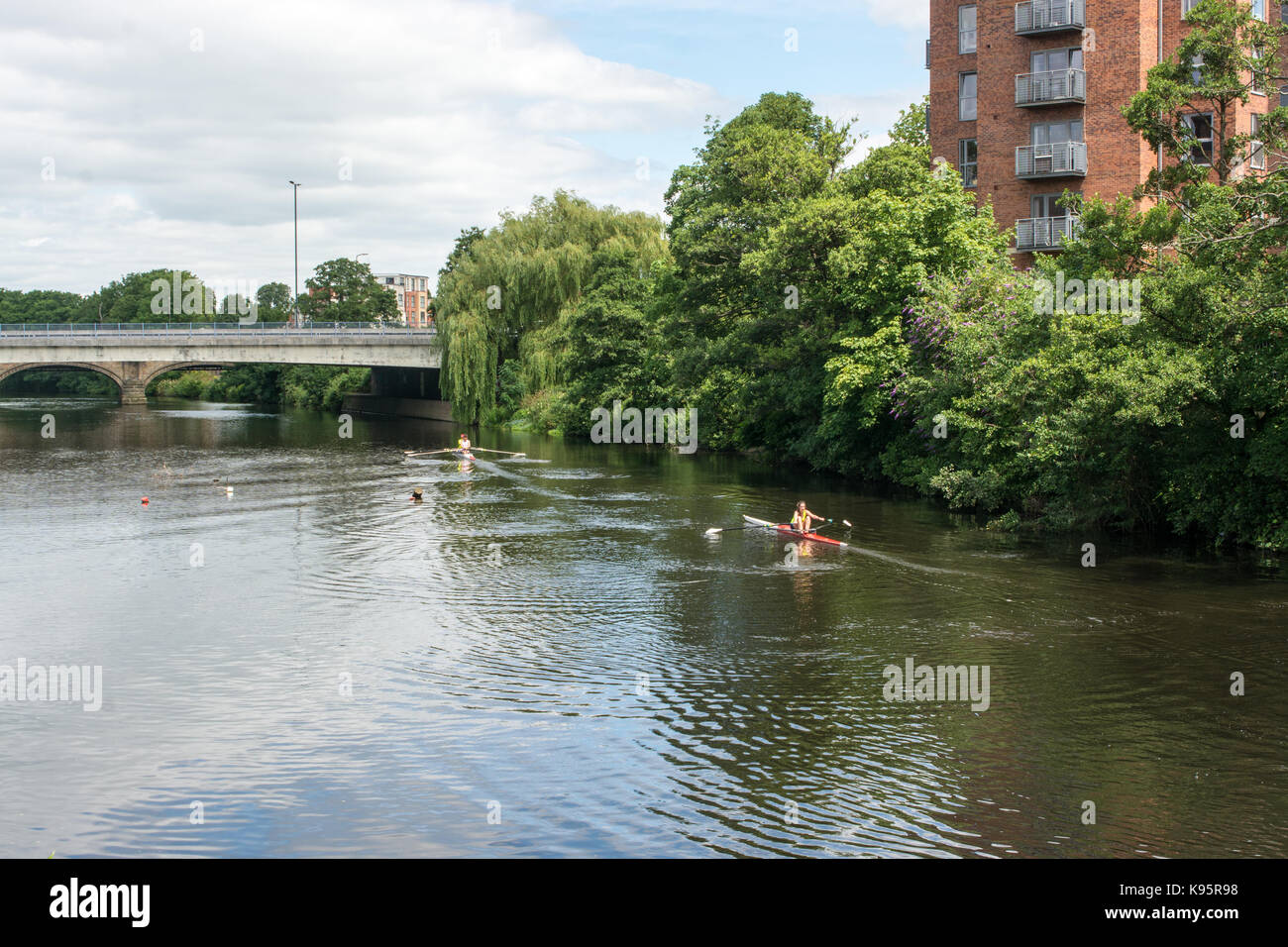 Rowing on the River Derwent Derby. View from the Silk Mill Stock Photo ...