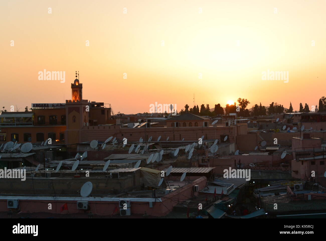 Sunset over the cityscape Marrakech Morocco Stock Photo - Alamy