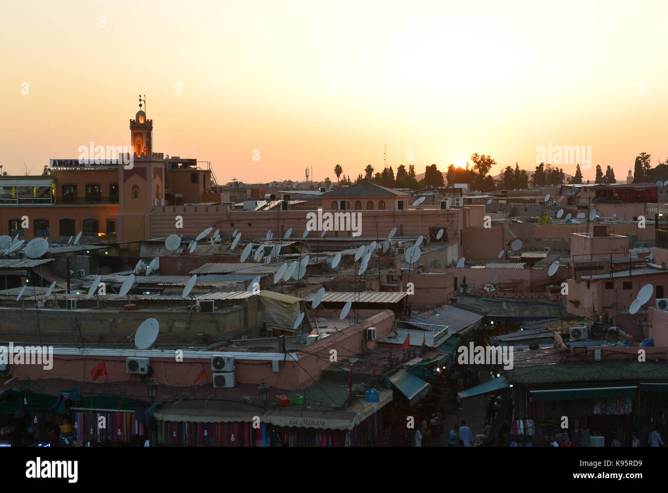 Sunset over the cityscape Marrakech Morocco Stock Photo - Alamy