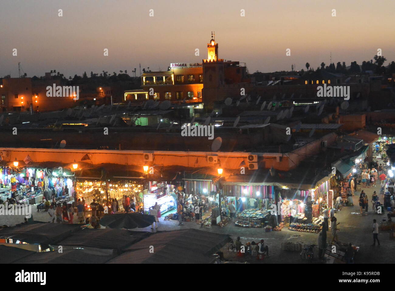 View of souks and stalls in Marrakech Morocco at night Stock Photo - Alamy