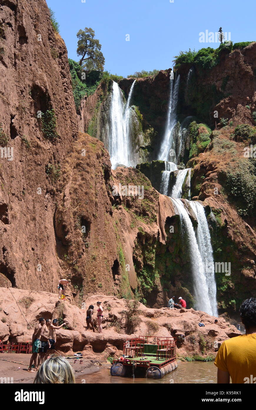 Waterfall and stream in the hills above Ouzoud near Marrakech Morocco ...