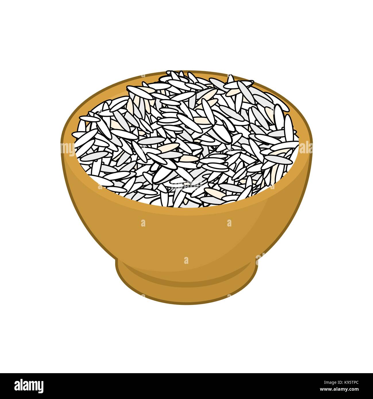 Basmati rice in wooden bowl isolated. Groats in wood dish. Grain on ...