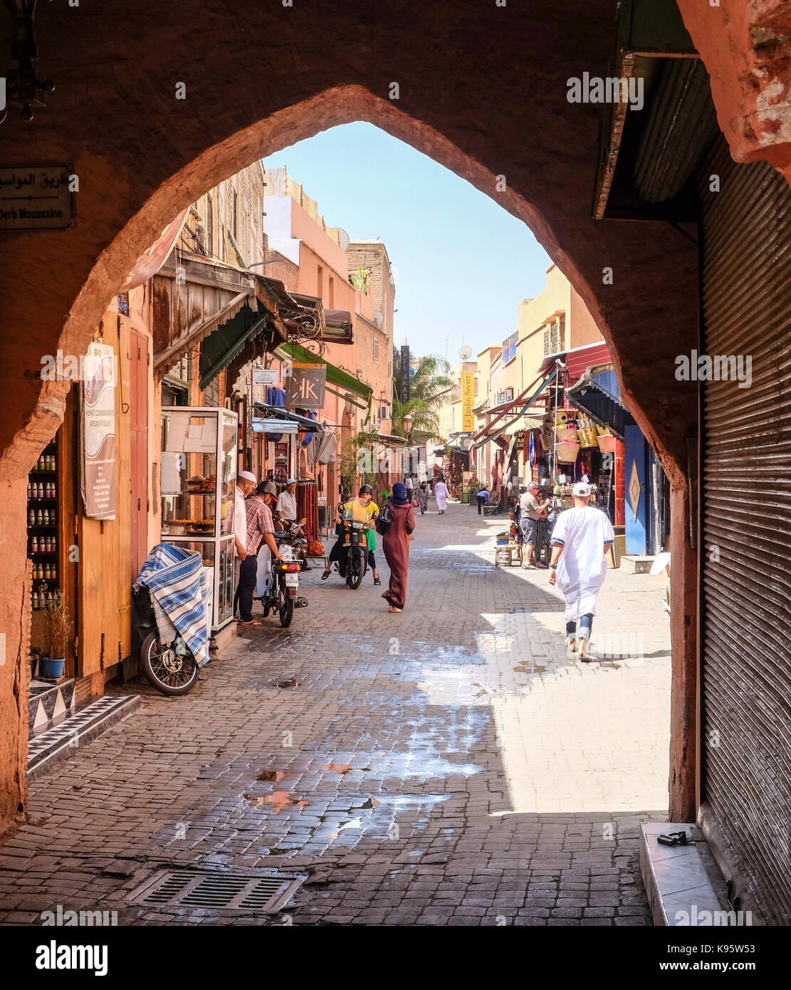 Souks and crowded streets of Marrakech Morocco in summer Stock Photo ...