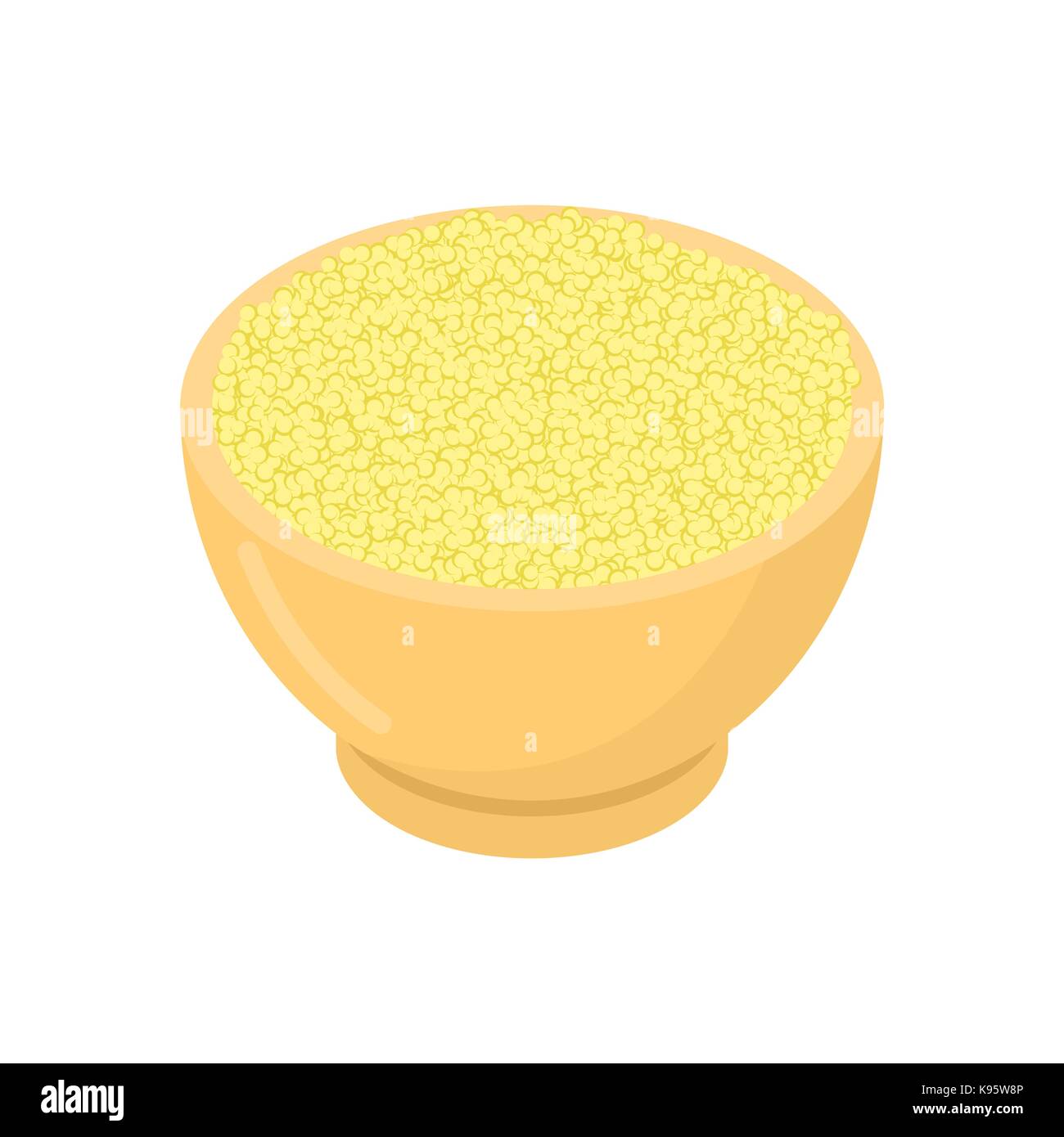 Cuscus in wooden bowl isolated. Groats in wood dish. Grain on white ...