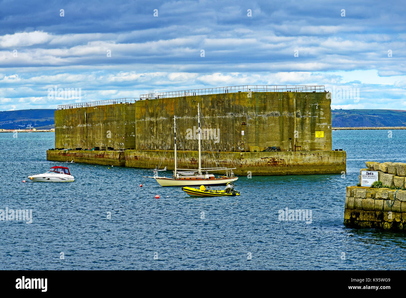 Portland Dorset Castletown WWII D-Day floating MOLE harbour Stock Photo ...