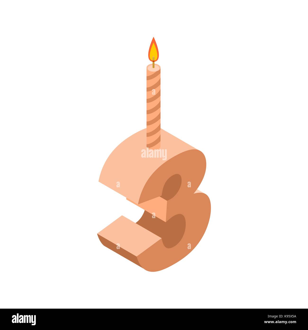 3 number and Candles for birthday. three figure for holiday cartoon ...