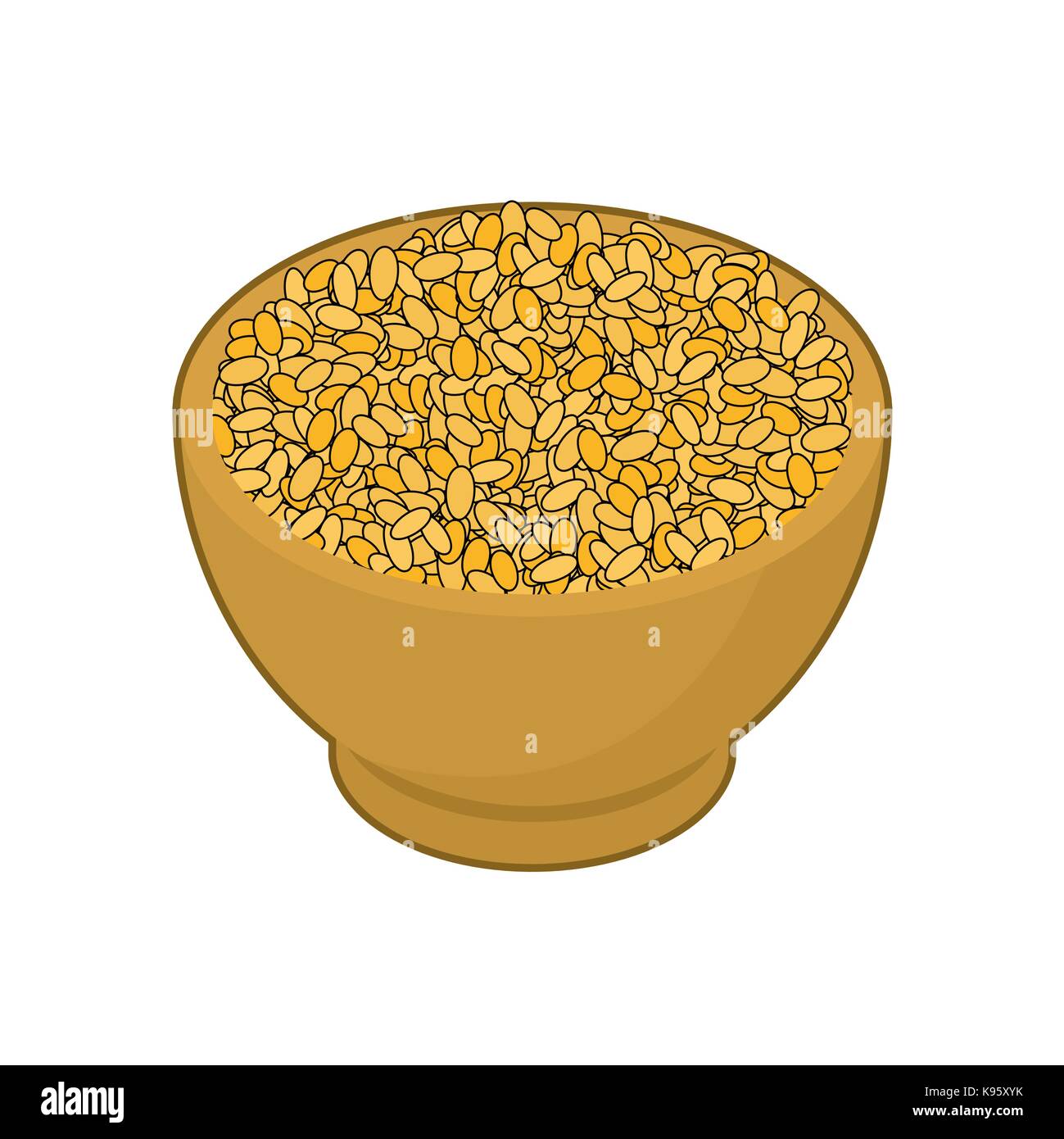 Bulgur in wooden bowl isolated. Groats in wood dish. Grain on white ...