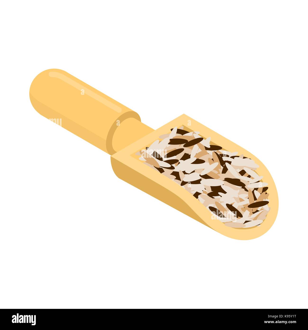 Wild rice in wooden scoop isolated. Groats in wood shovel. Grain on ...