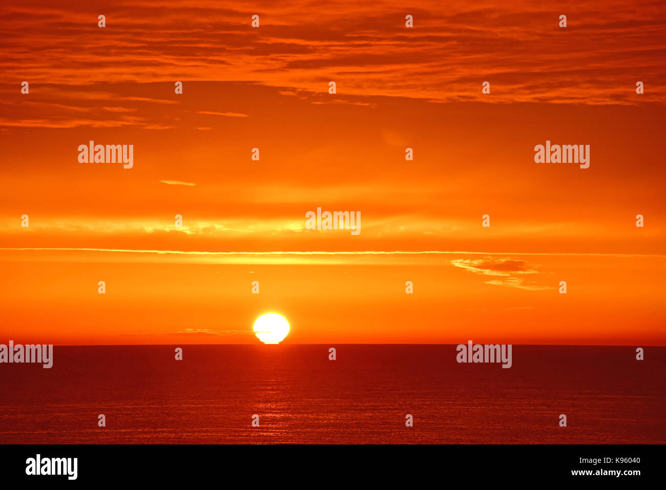 North sea golden sunrise with the multiple cloud layers above Stock ...