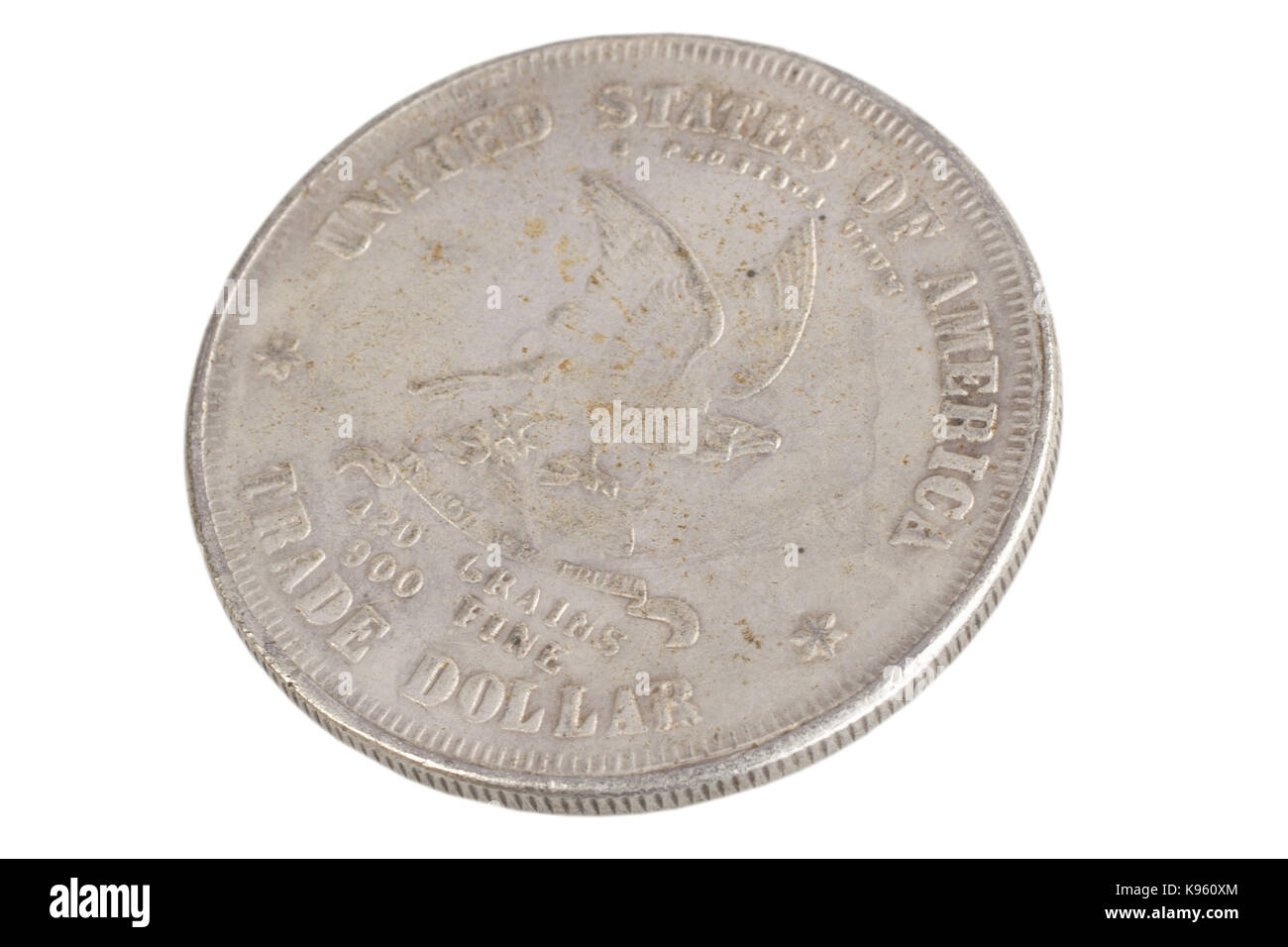 old vintage silver dollar isolated on background Stock Photo - Alamy