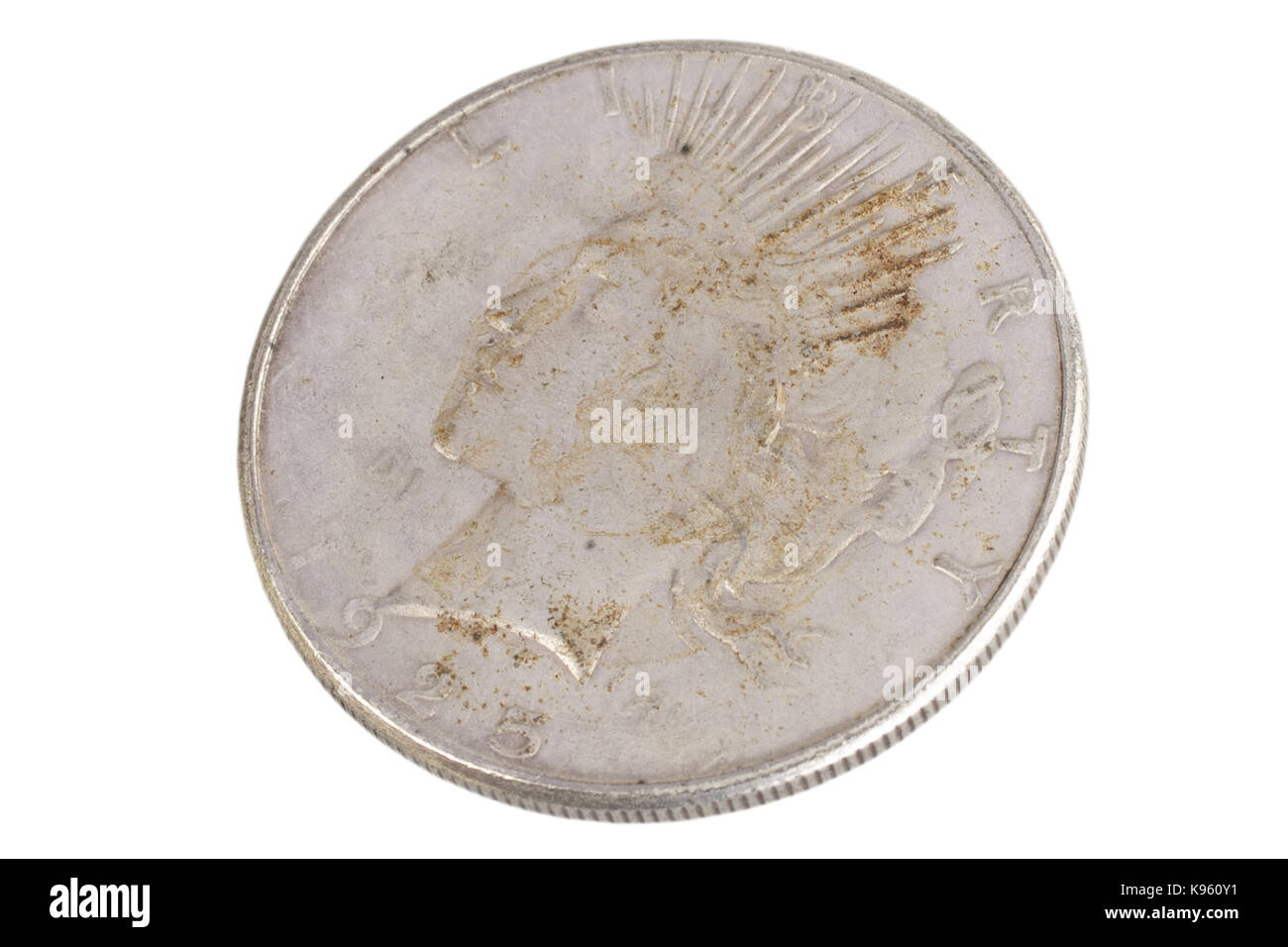 old vintage silver dollar isolated on background Stock Photo - Alamy