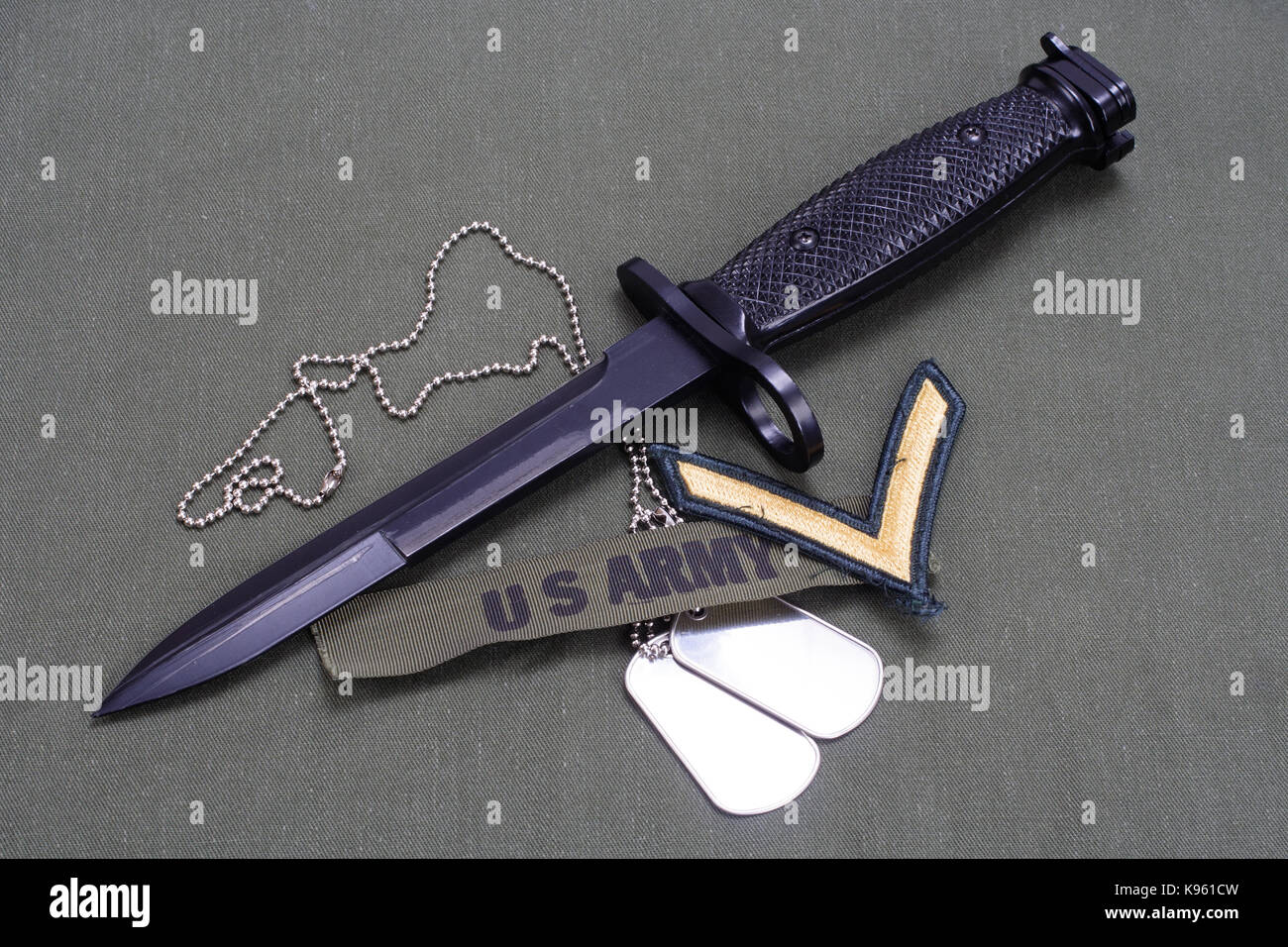 bayonet on US ARMY uniform background Stock Photo - Alamy