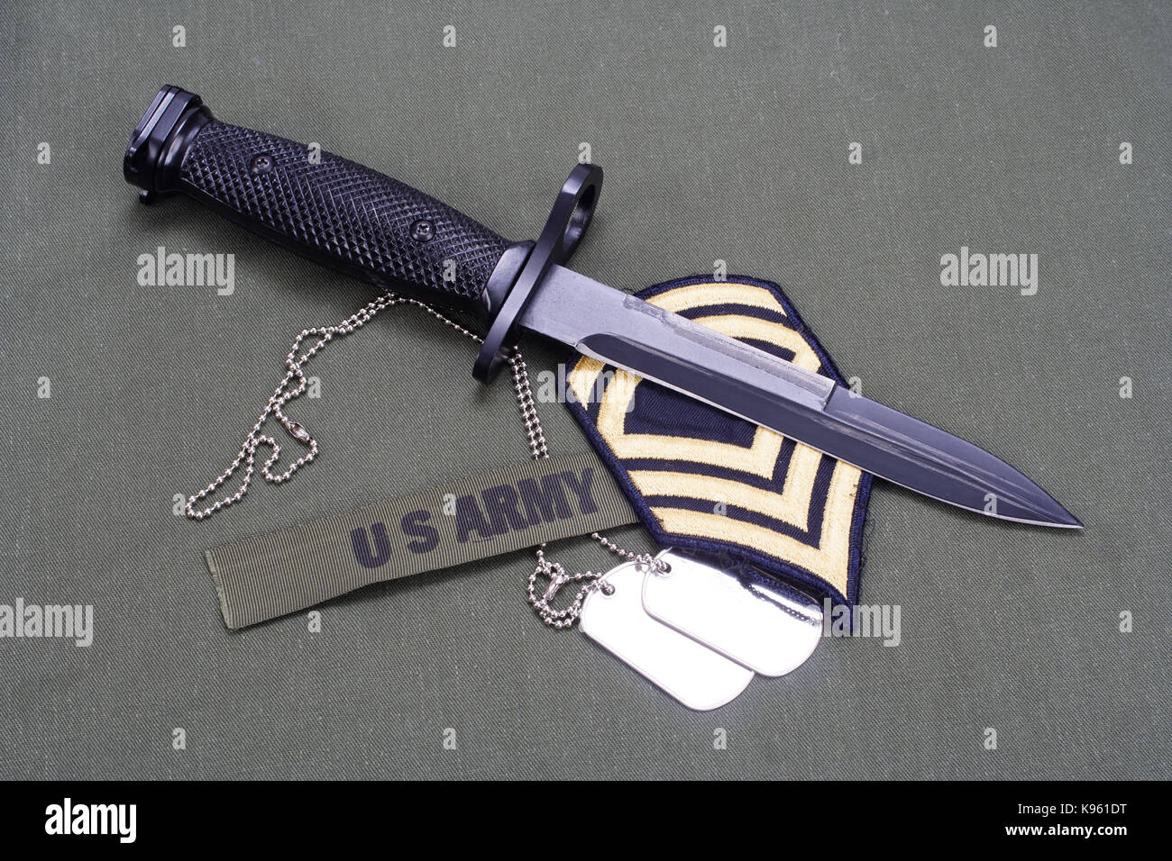 bayonet on US ARMY uniform background Stock Photo - Alamy