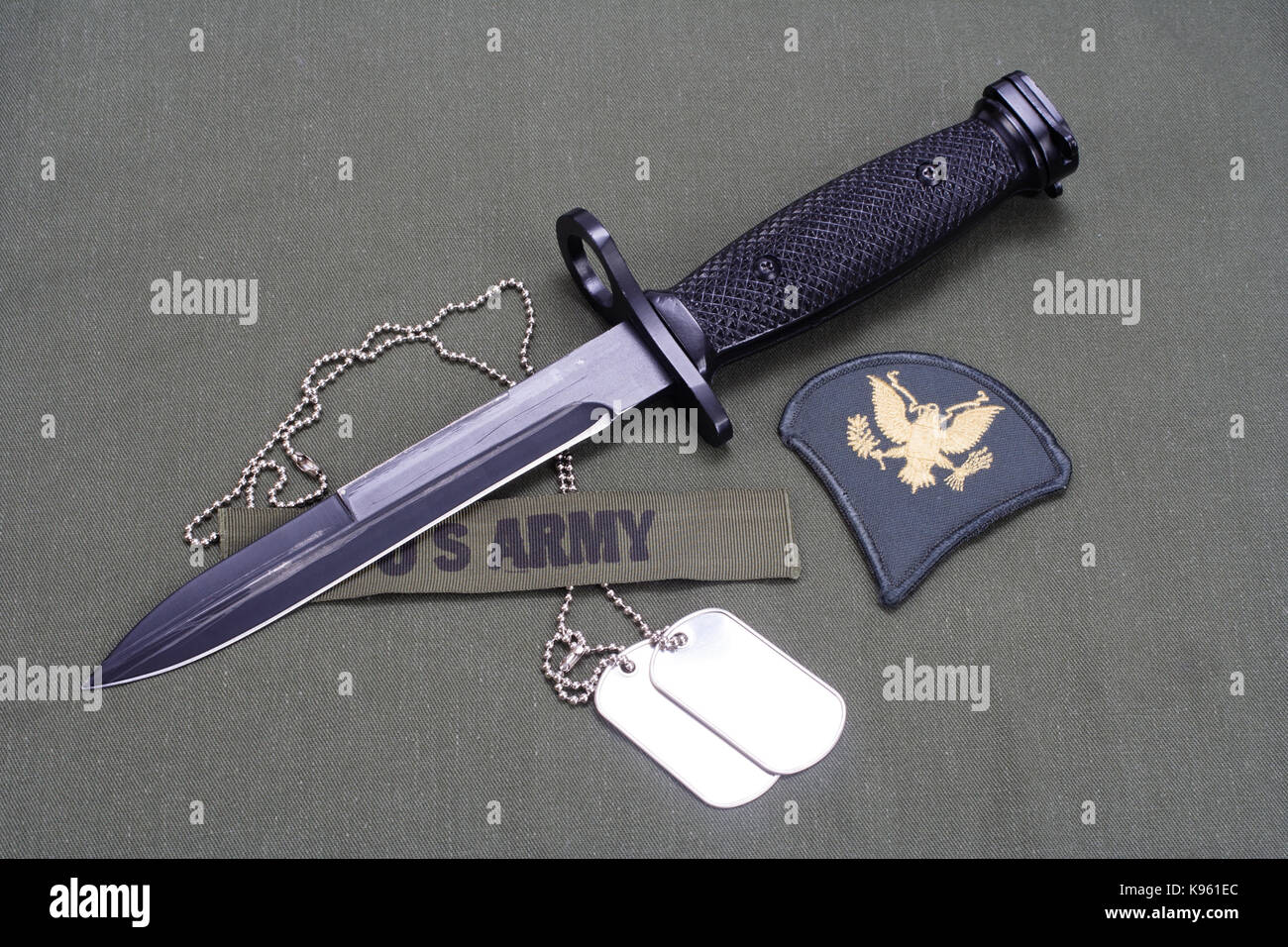 bayonet on US ARMY uniform background Stock Photo - Alamy