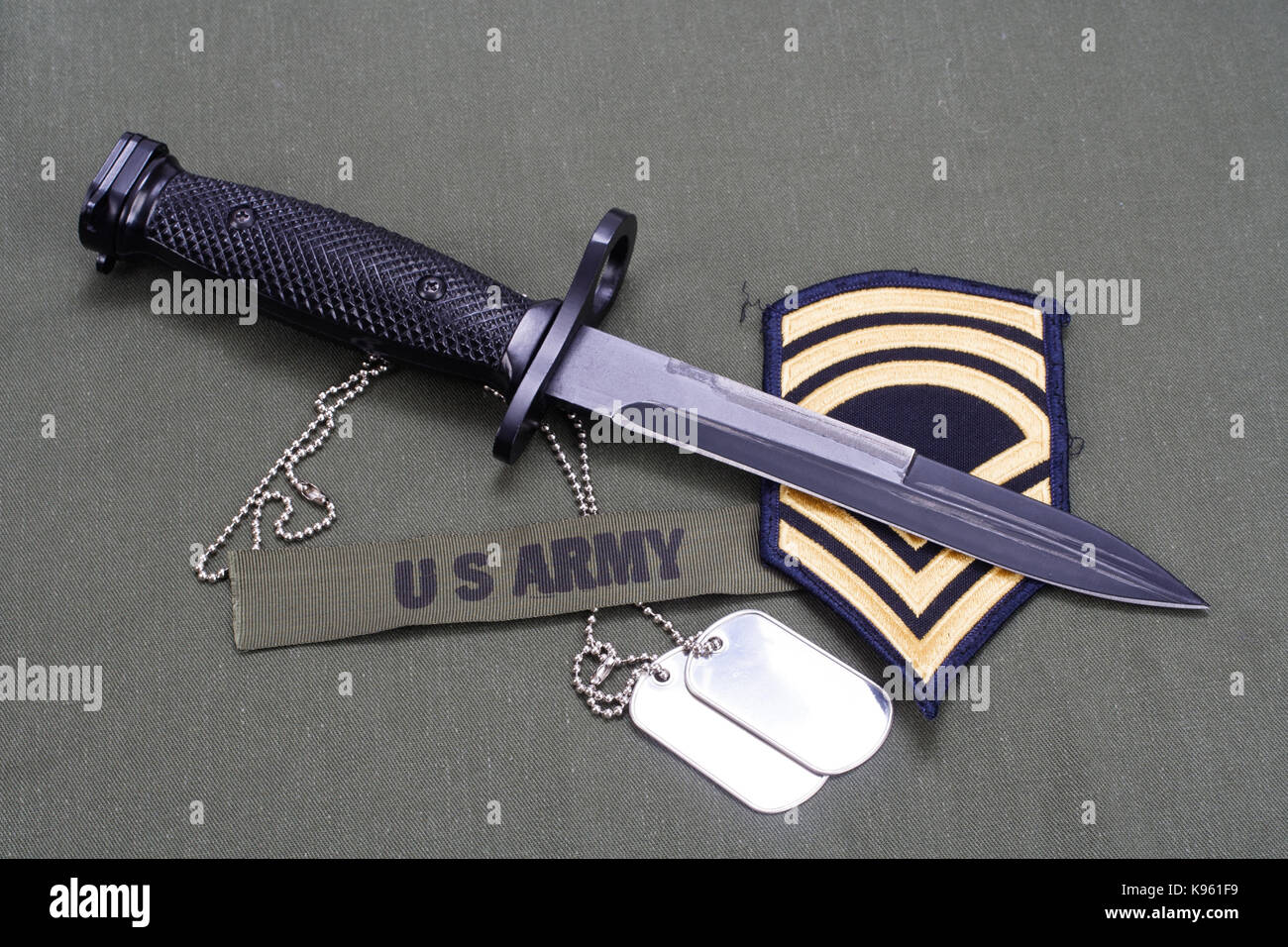 bayonet on US ARMY uniform background Stock Photo - Alamy