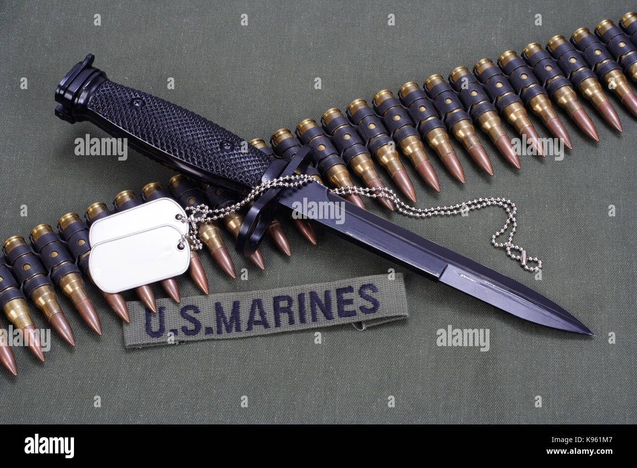 bayonet on US MARINES uniform background Stock Photo - Alamy