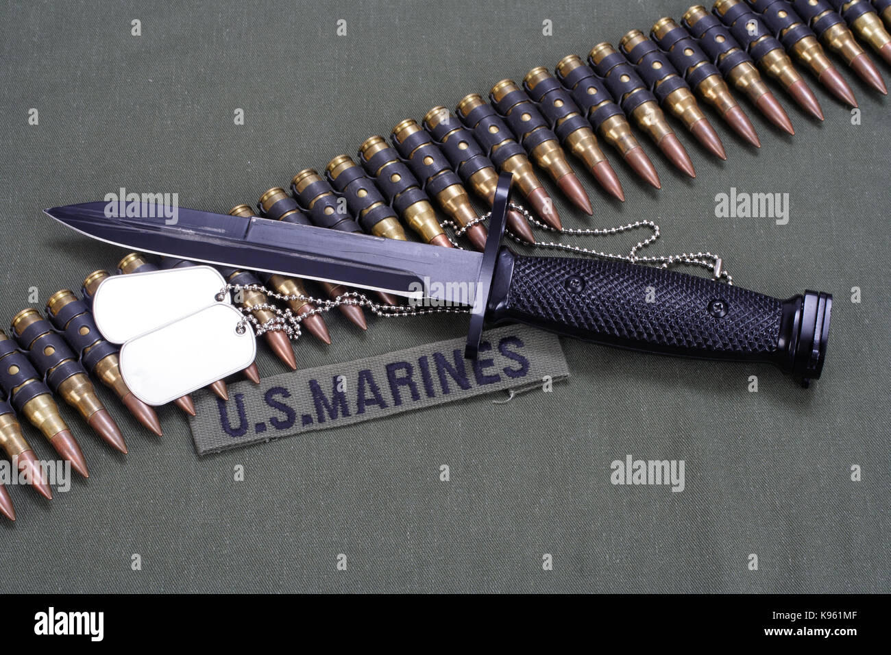 bayonet on US MARINES uniform background Stock Photo - Alamy