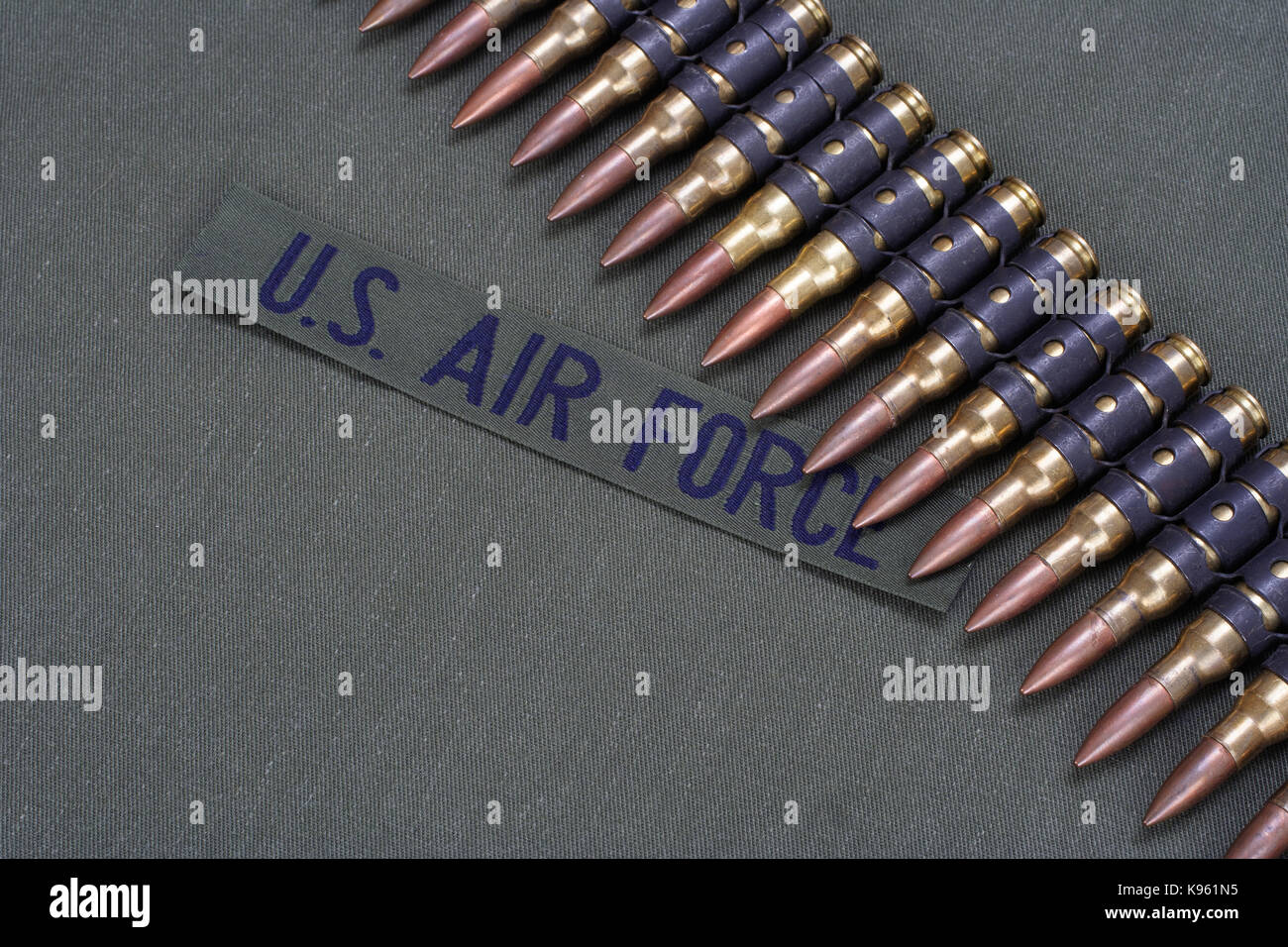 ammunition belt on US AIR FORCE uniform background Stock Photo - Alamy