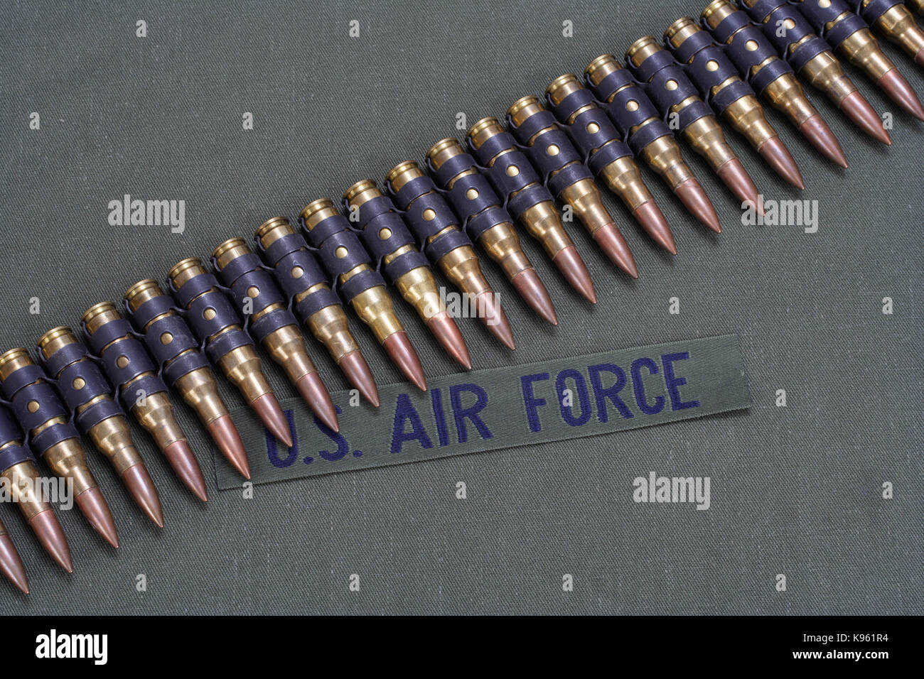 ammunition belt on US AIR FORCE uniform background Stock Photo - Alamy