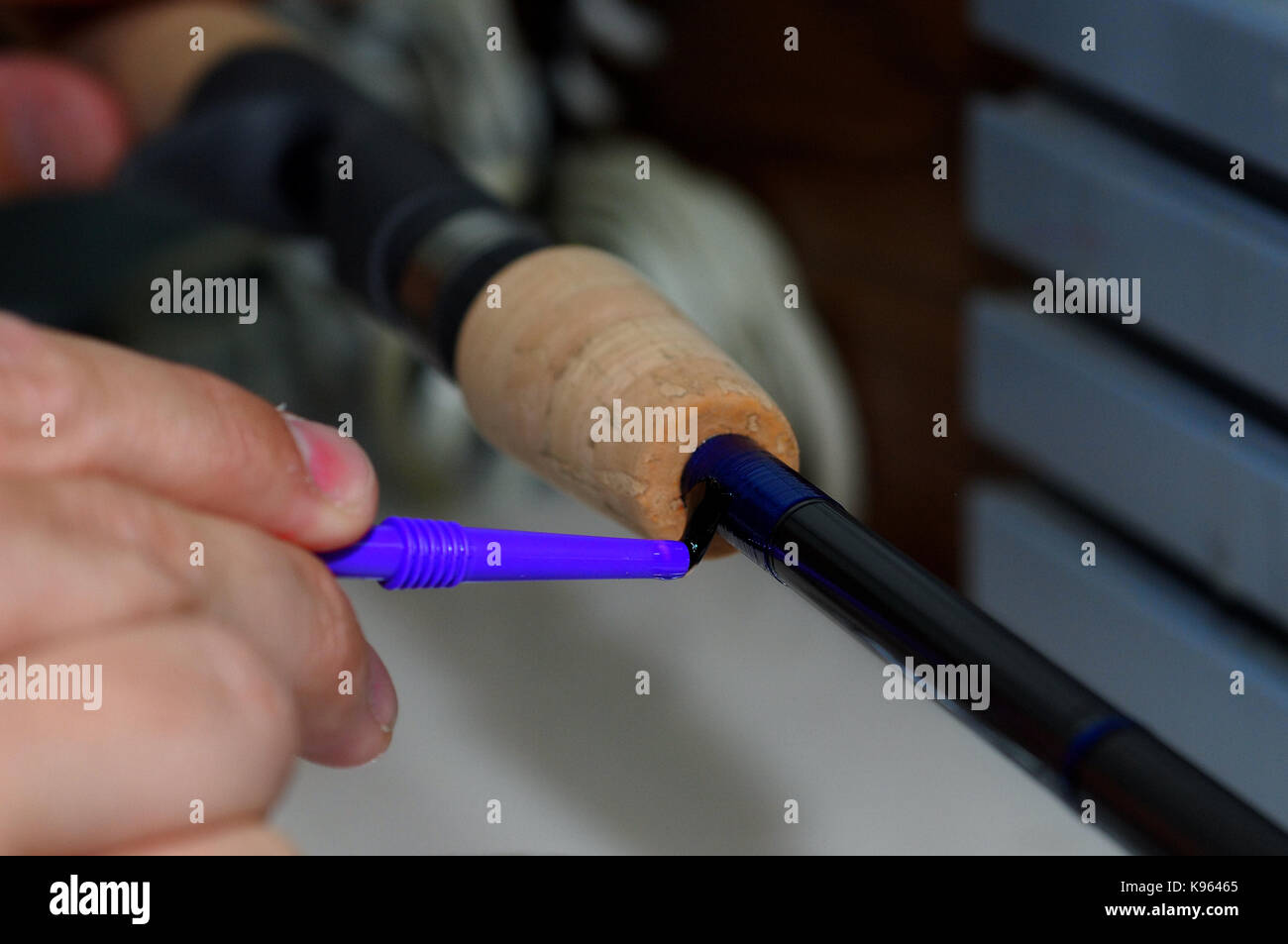 The craft and detailed steps of building custom fishing rods Stock ...