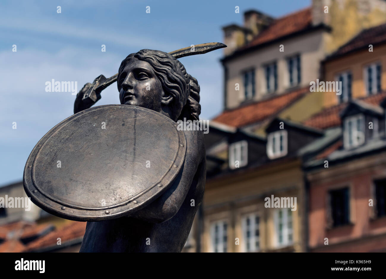 Close up on statue of mermaid, symbol of Warsaw Stock Photo - Alamy