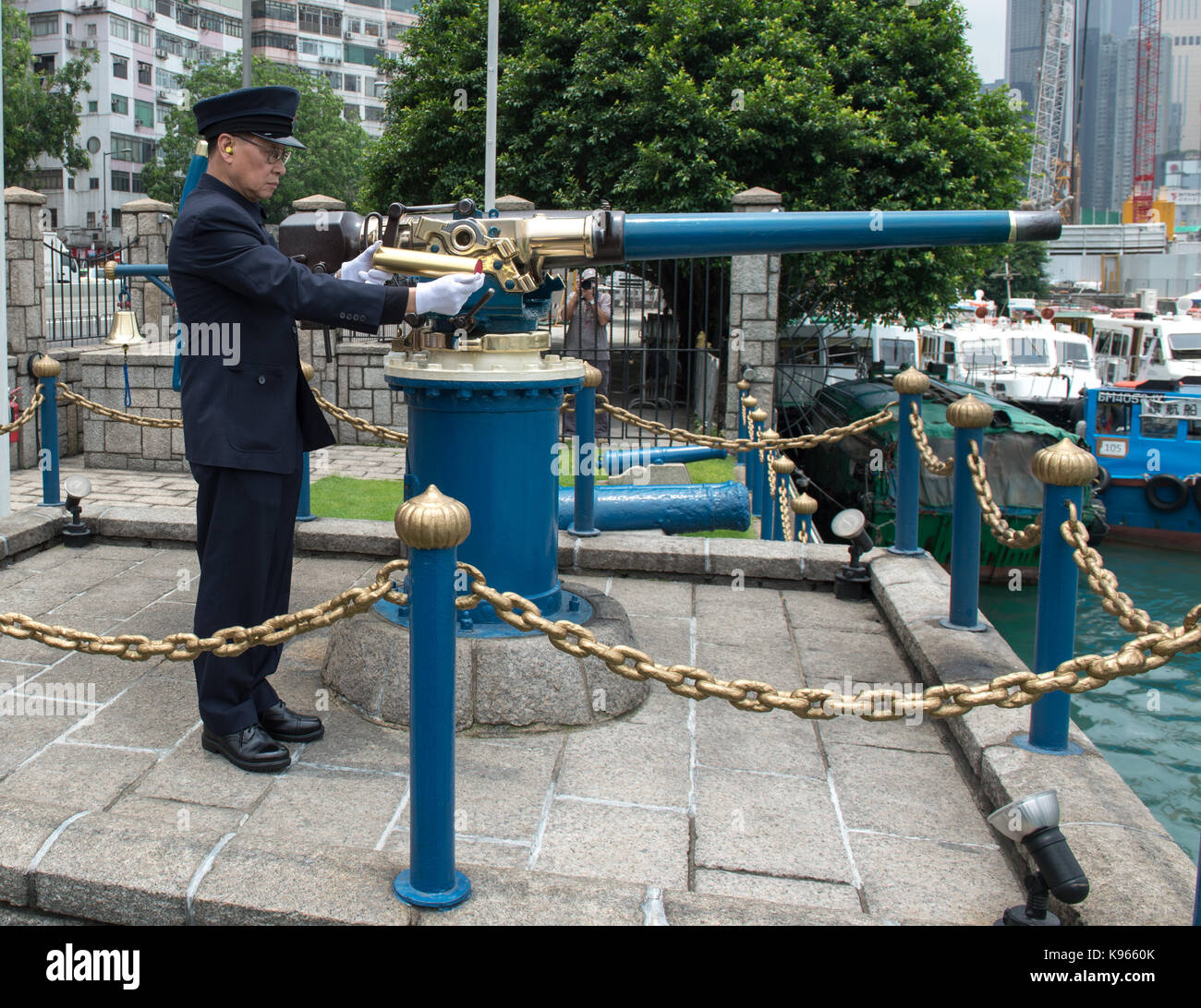 HONG KONG, HONG KONG SAR, CHINA. The Noonday Gun is a former naval ...