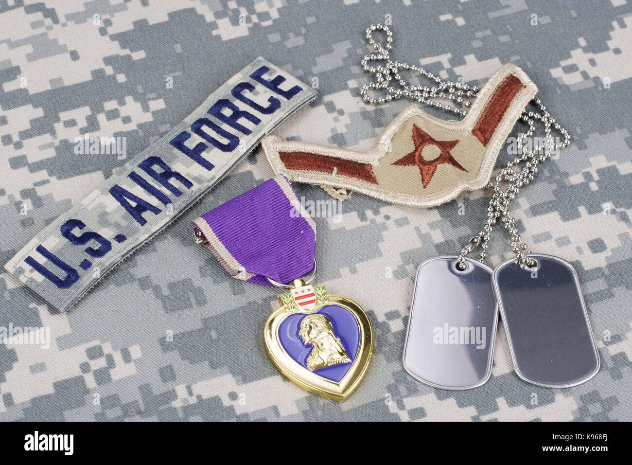 KIEV, UKRAINE - March 6, 2016. Purple Heart award on US AIR FORCE ...