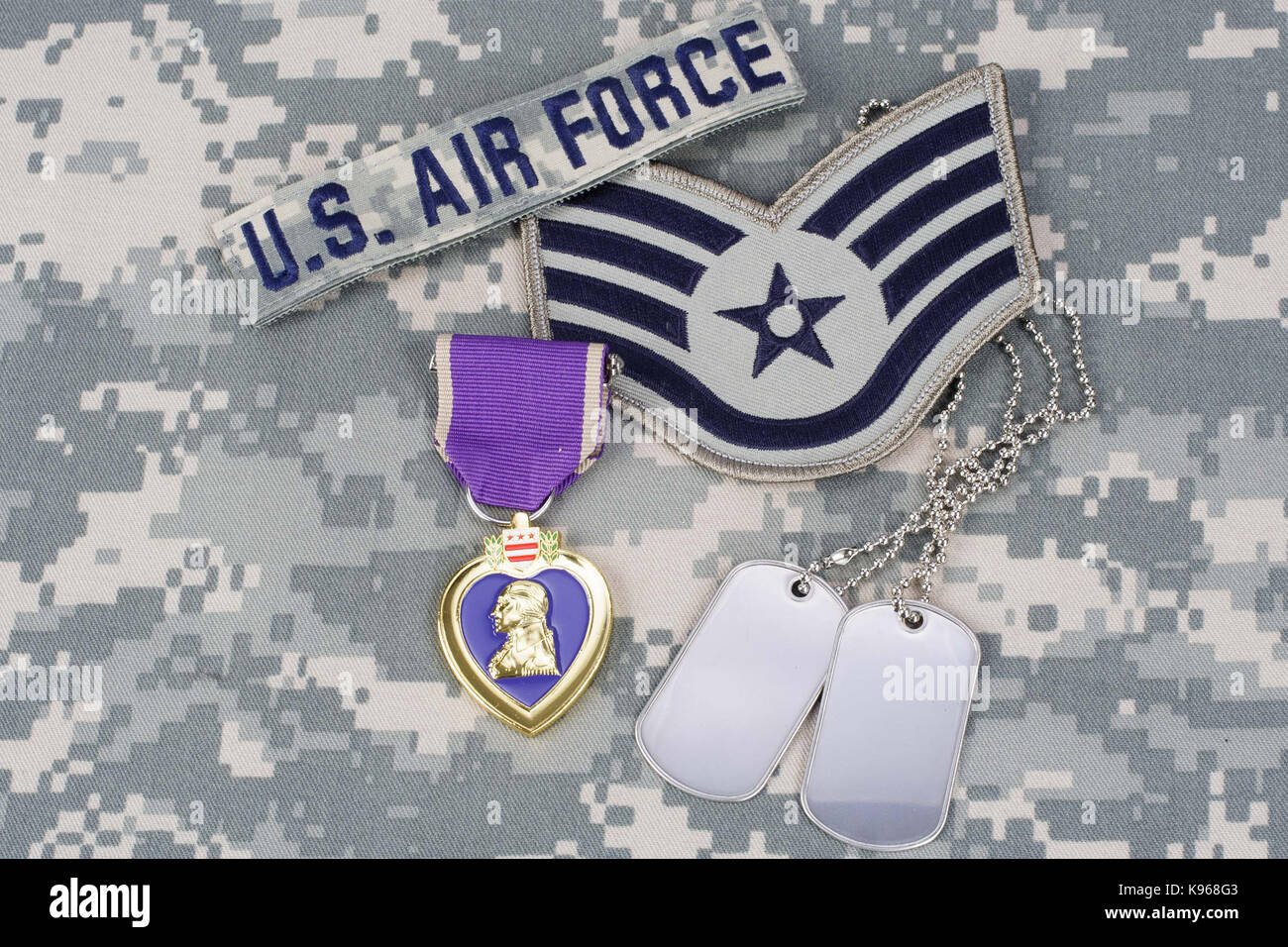 KIEV, UKRAINE - March 6, 2016. Purple Heart award on US AIR FORCE ...